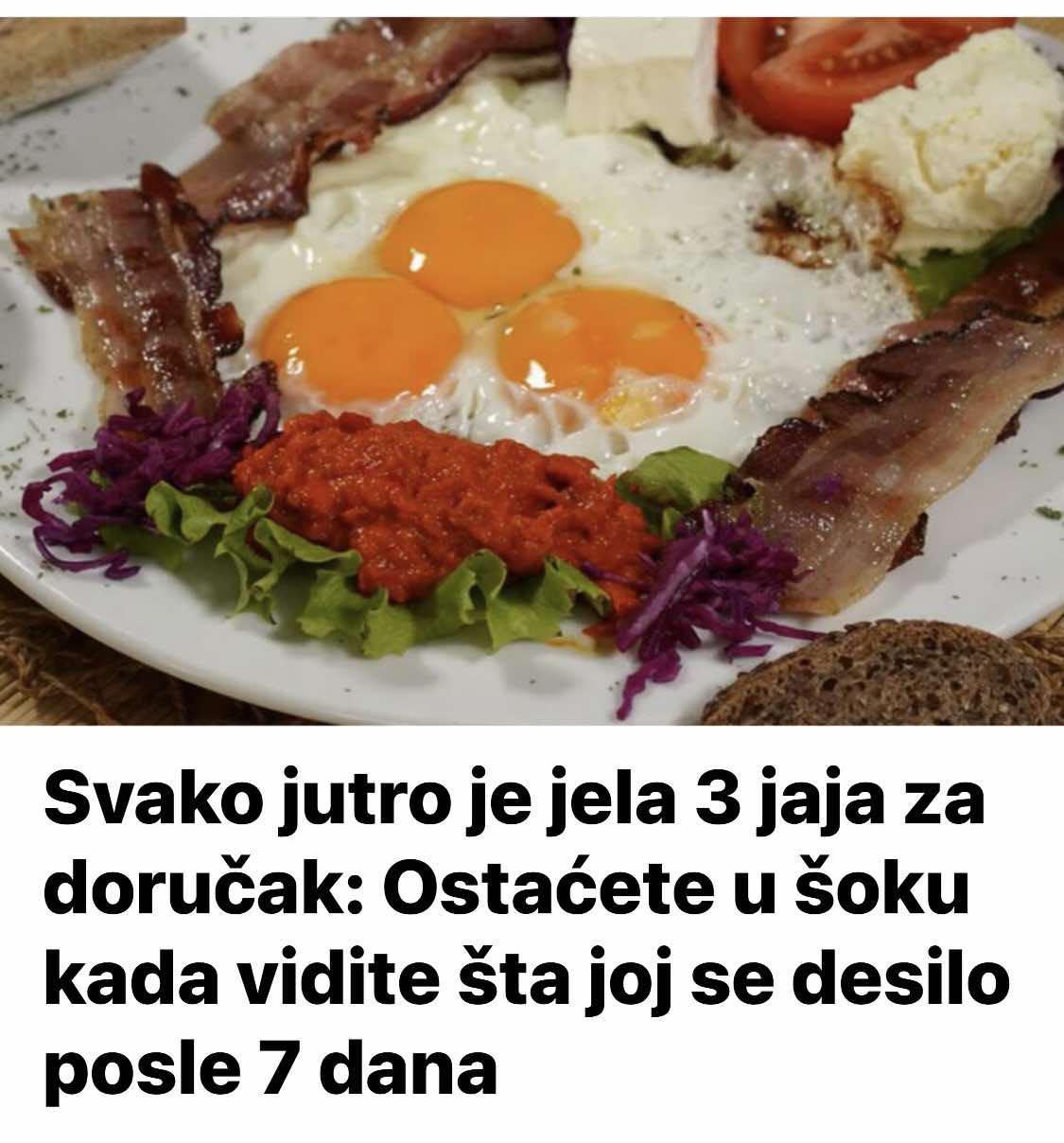Svako jutro je jela 3 jaja za doručak: Ostaćete u šoku kada vidite šta ... Svako jutro je jela 3 jaja za doručak: Ostaćete u šoku kada vidite šta ...